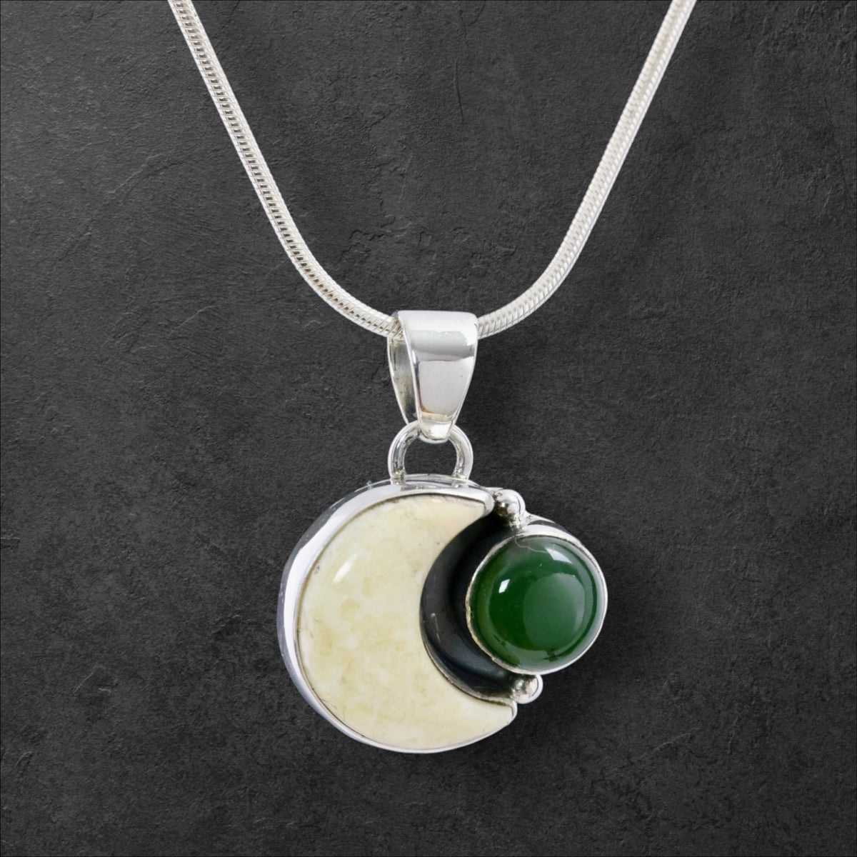 Ivory & Jade Moon Pendant – Fish Creek Company