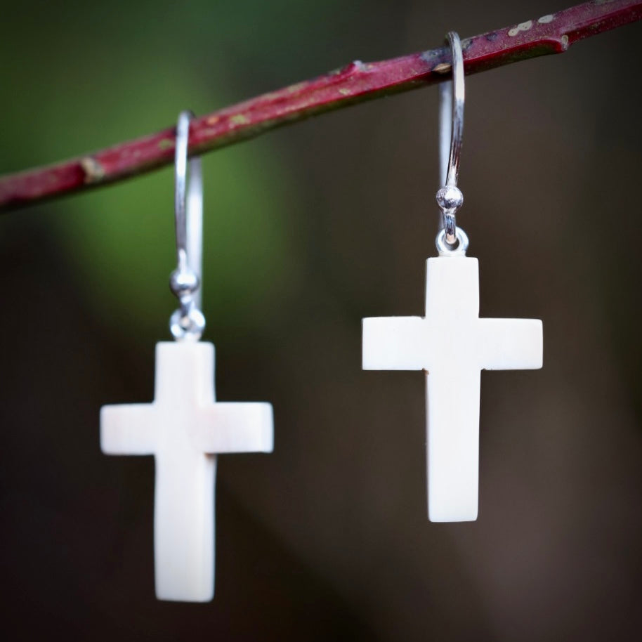 Mammoth Ivory Cross Earrings – Fish Creek Company