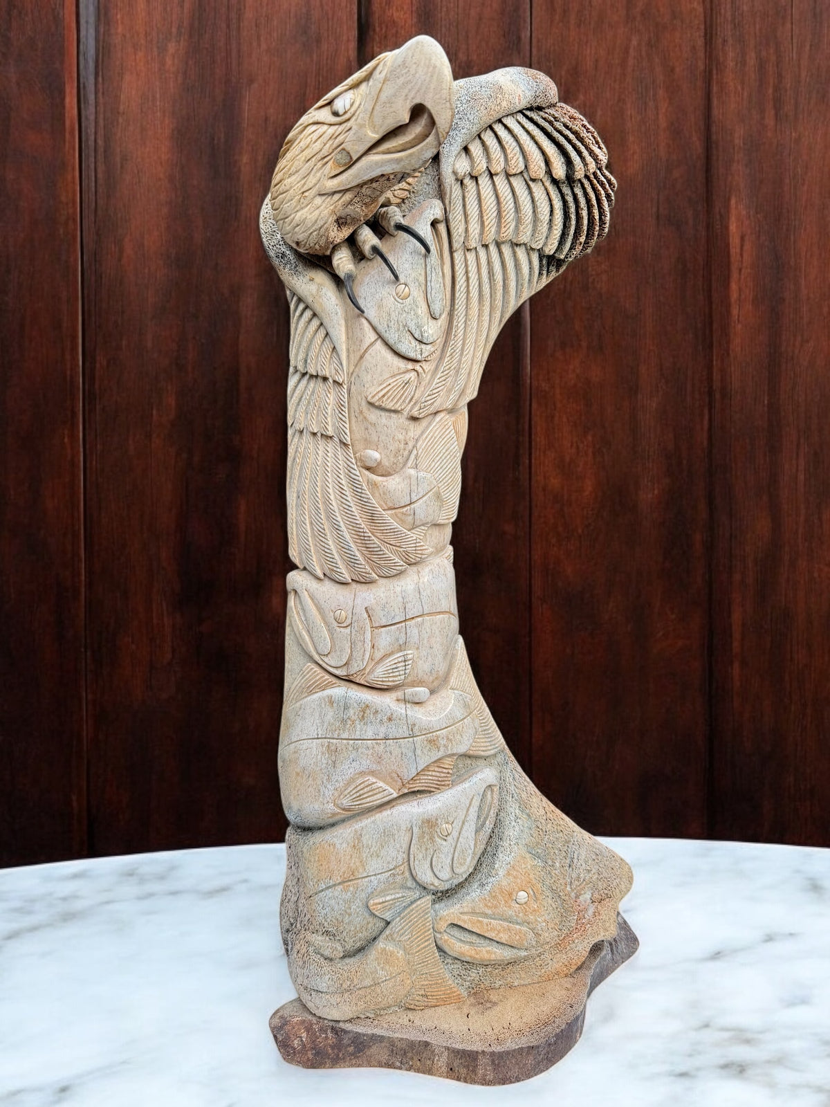 Eagle & Salmon Whalebone Carving – Fish Creek Company