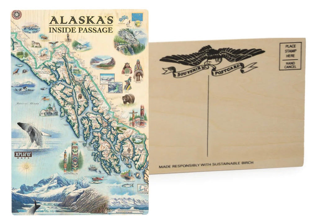 Inside Passage Map Wooden Postcard – Fish Creek Company