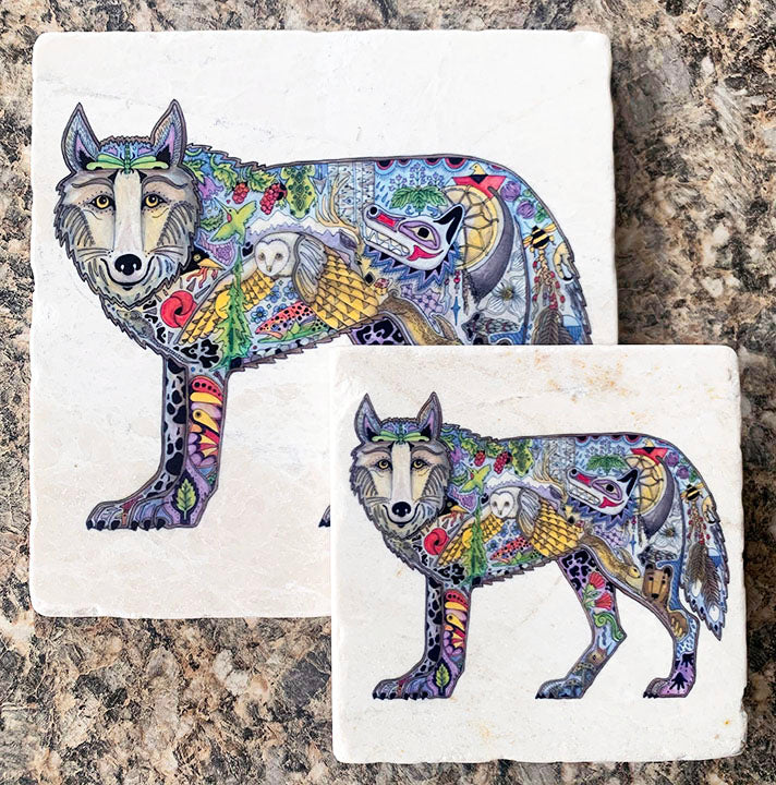 Wolf Marble Trivet or Coaster – Fish Creek Company